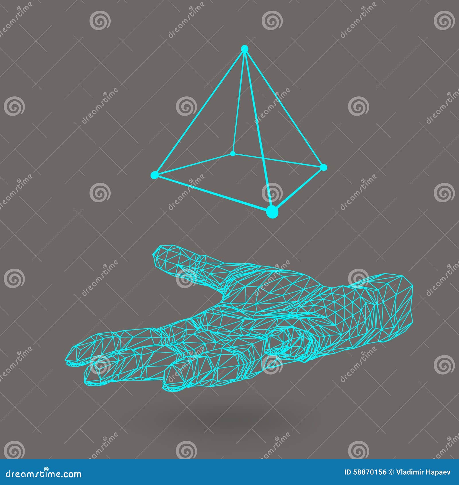 Triangle Pyramid on the Arm. the Hand Holding a Stock Vector ...