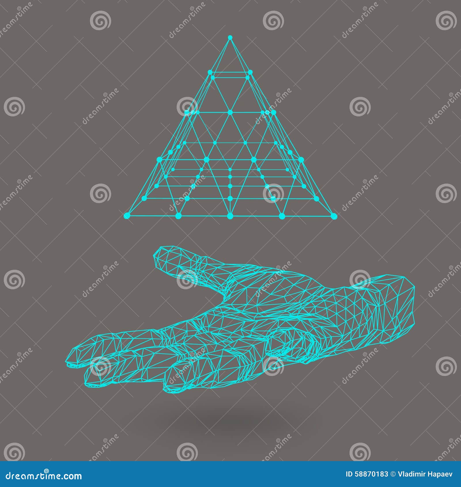 Triangle Pyramid on the Arm. the Hand Holding a Stock Vector ...