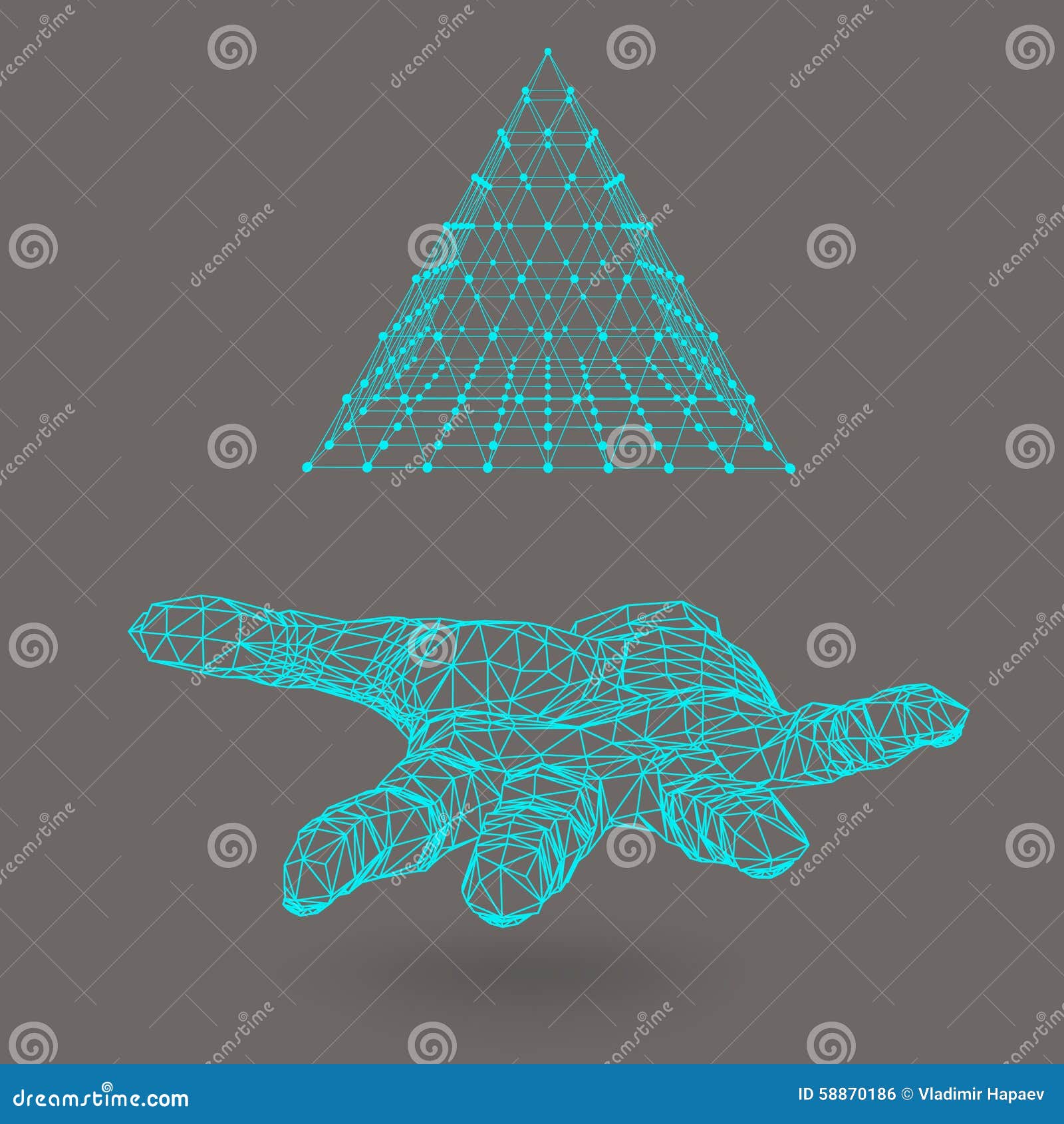 Triangle Pyramid on the Arm. the Hand Holding a Stock Vector ...
