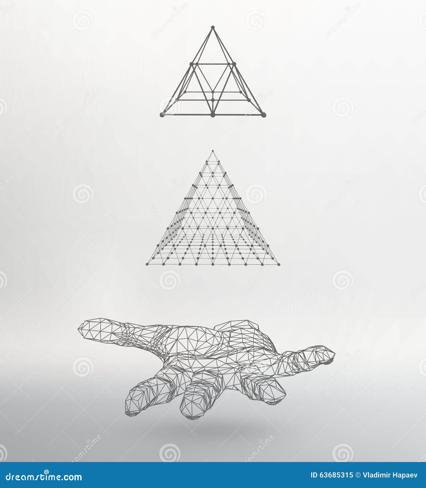 Triangle Pyramid on the Arm. the Hand Holding a Pyramid. Polygon ...