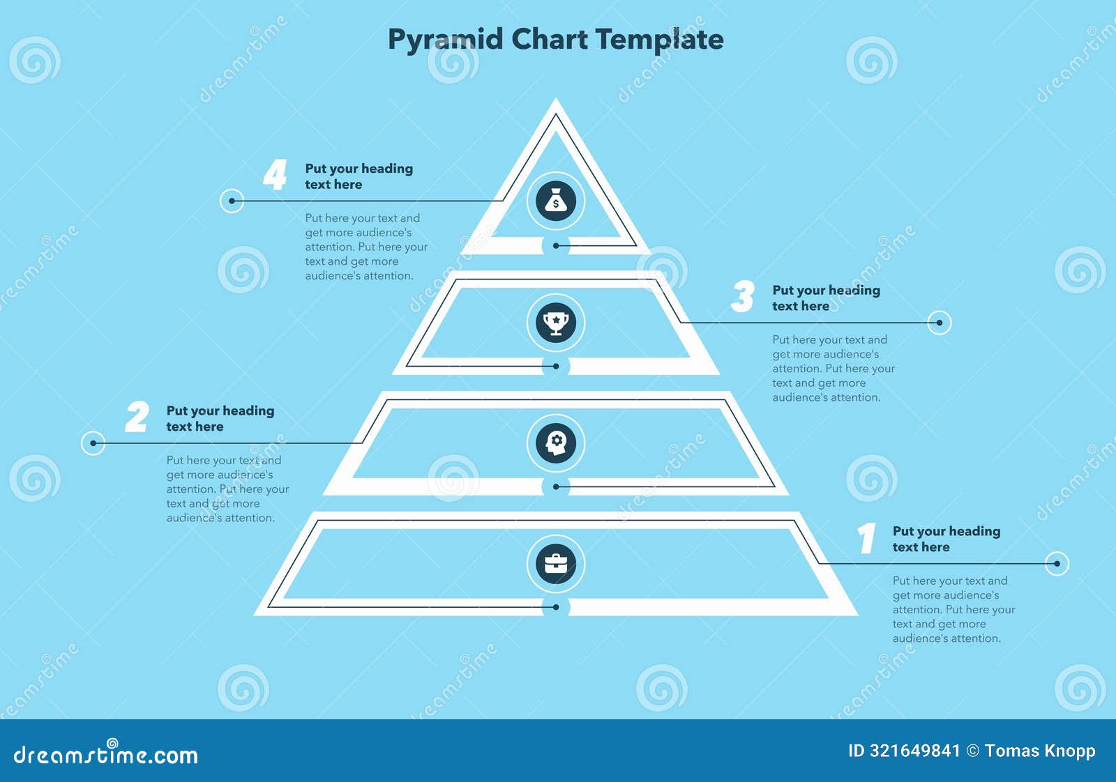 Triangle Pyramid Chart Template with 4 Sections - Blue Version Stock ...