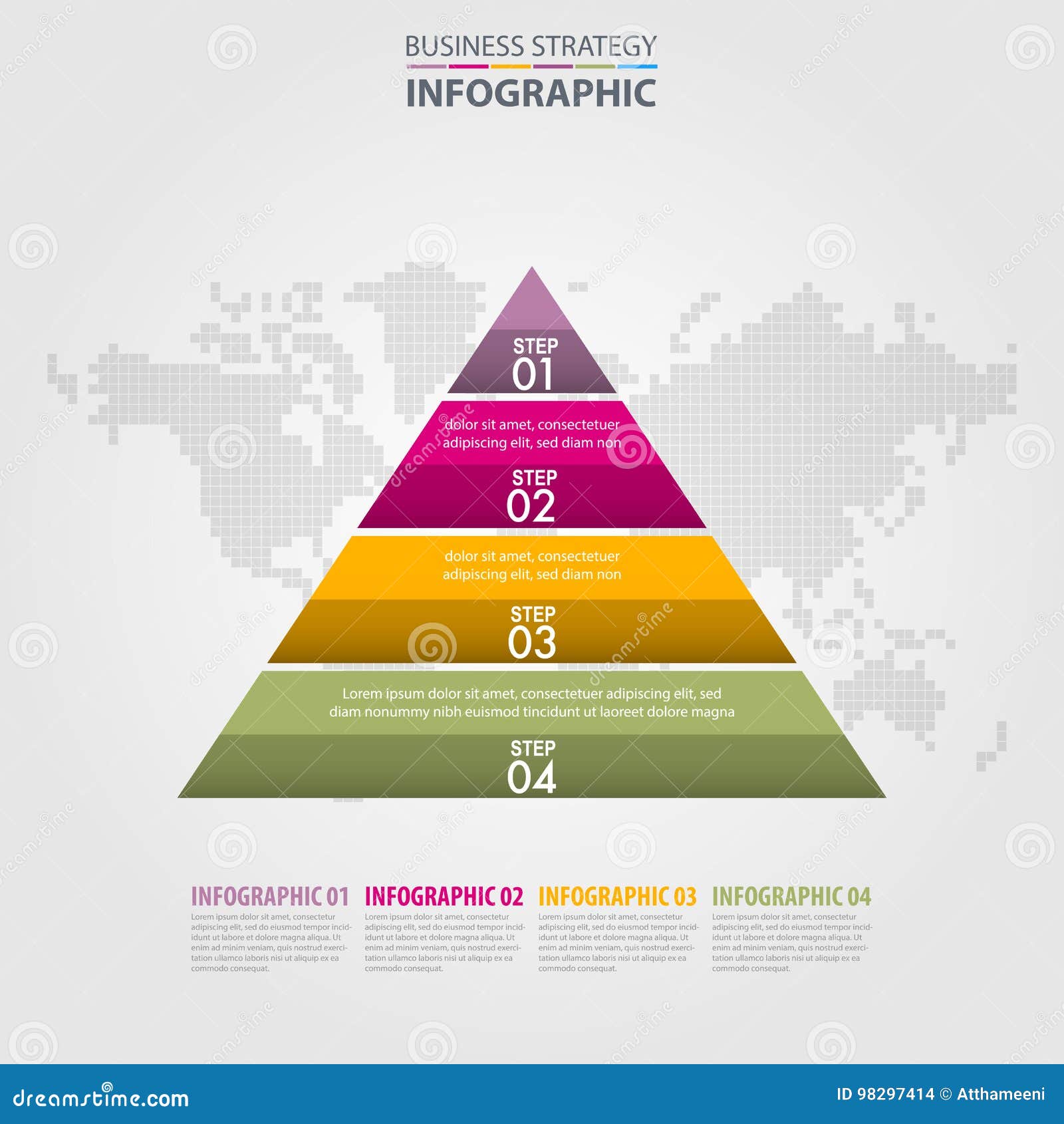 Pyramid Steps Five Levels Colors Principles Blank Copy Space Stock ...