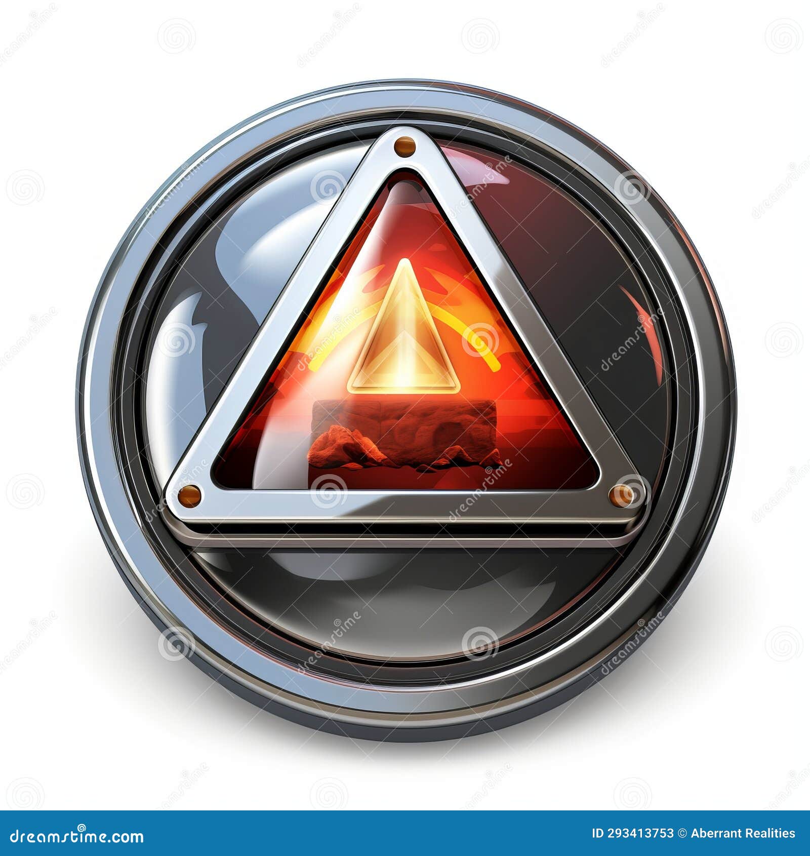 A Triangle with a Red and Orange Symbol on it Stock Illustration ...