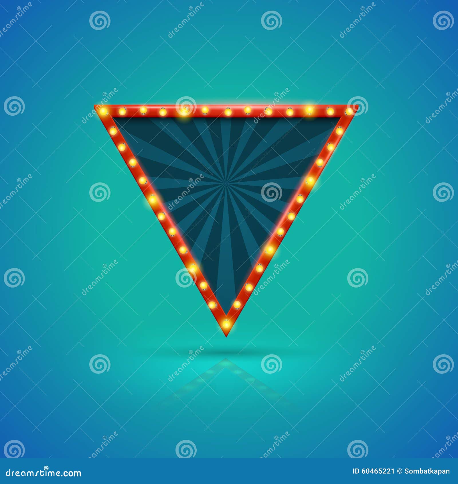 Triangle Retro Light Banner with Light Bulbs on the Contour. Stock ...