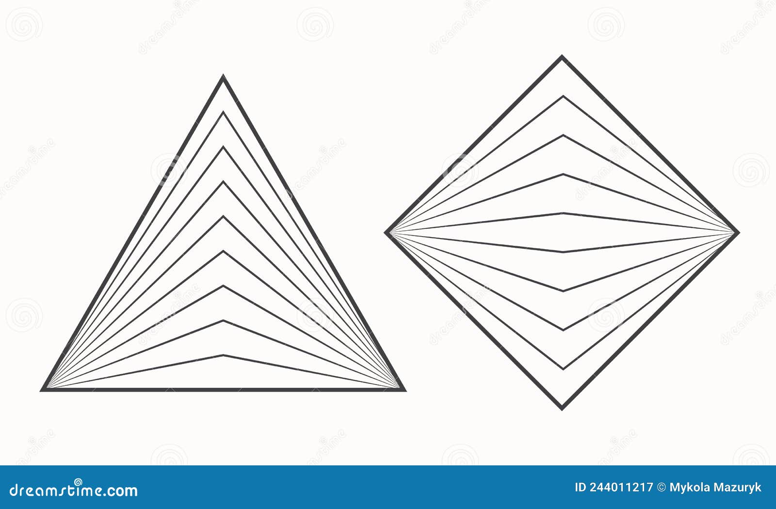 Triangle and Rhombus with Lines Inside. Art Lines Design Illustration ...