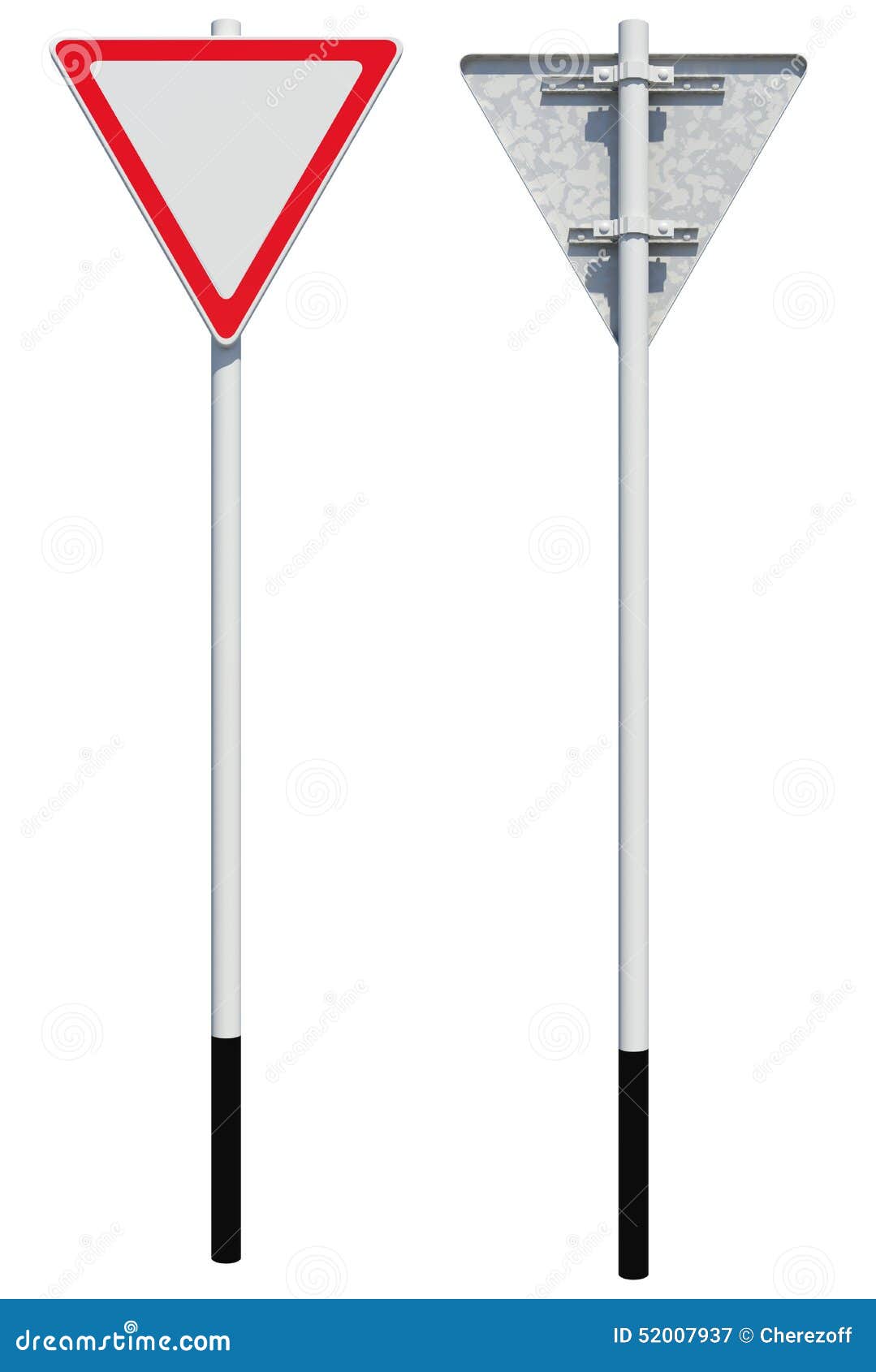 Triangle Road Sign. Front And Back View. Isolated Stock Illustration ...