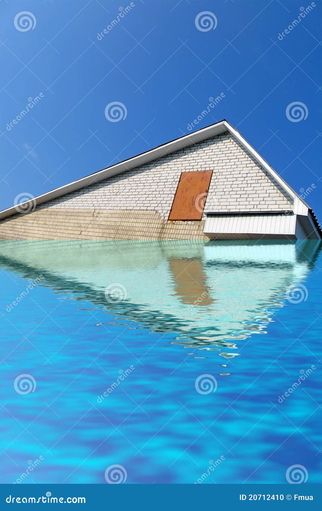 Triangle Roof from White Brick Under Water, Sky, Stock Photo - Image of ...
