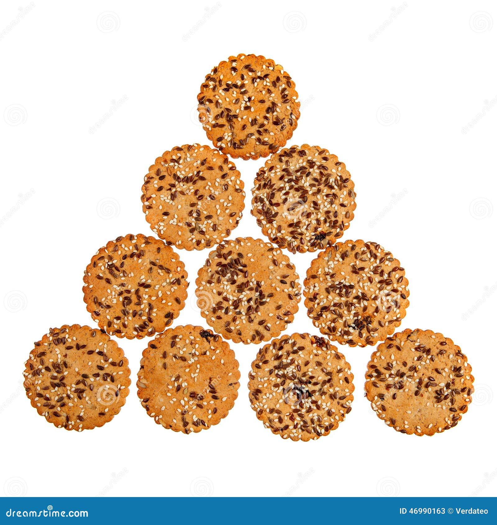 Triangle of Round Cookies Isolated Stock Image - Image of cracker ...
