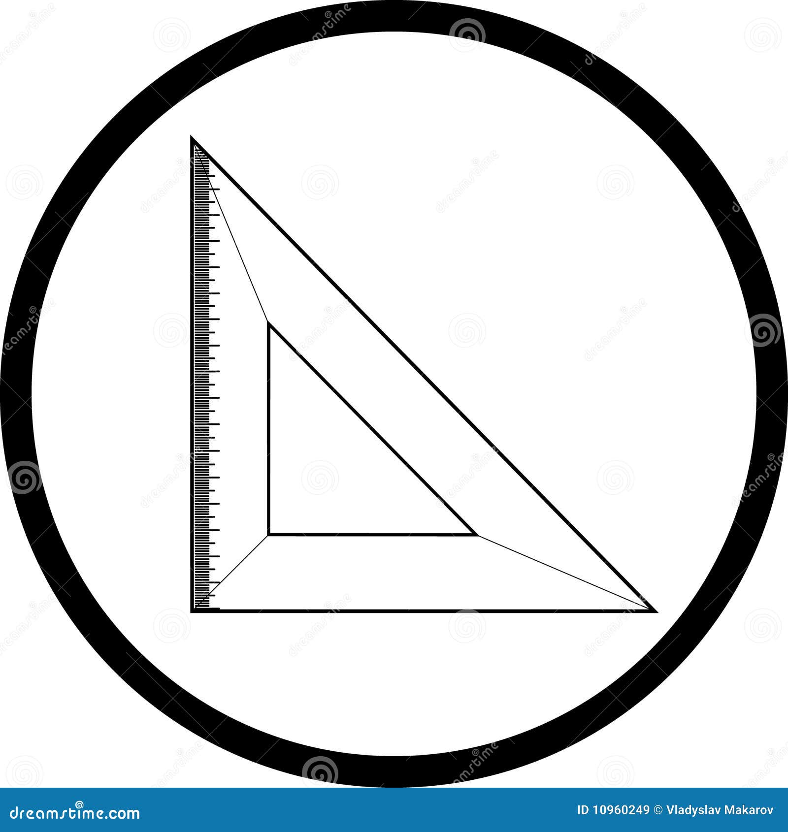 Triangle ruler stock vector. Illustration of single, circle - 10960249