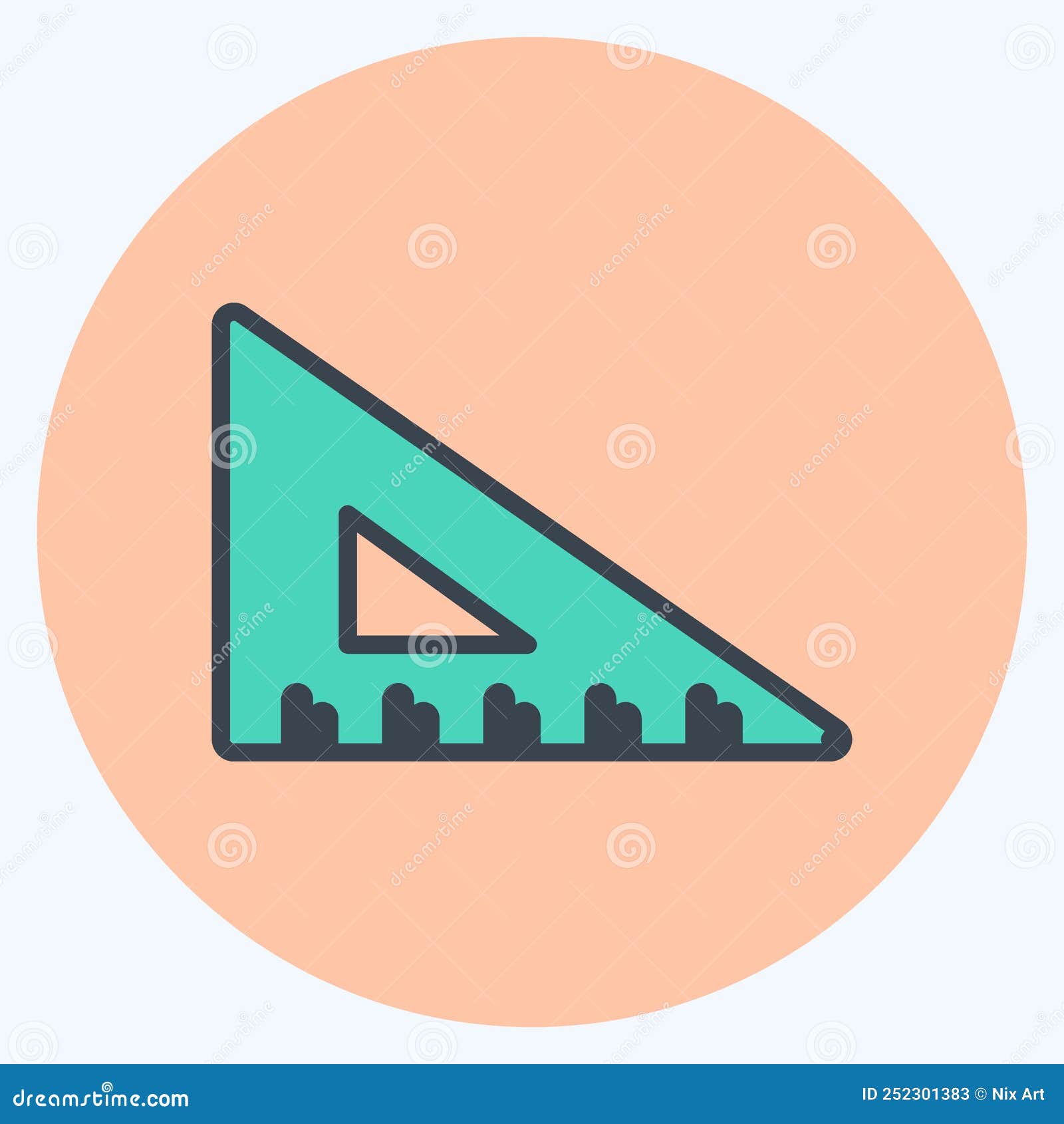 Triangle Ruler Icon in Trendy Color Mate Style Isolated on Soft Blue ...