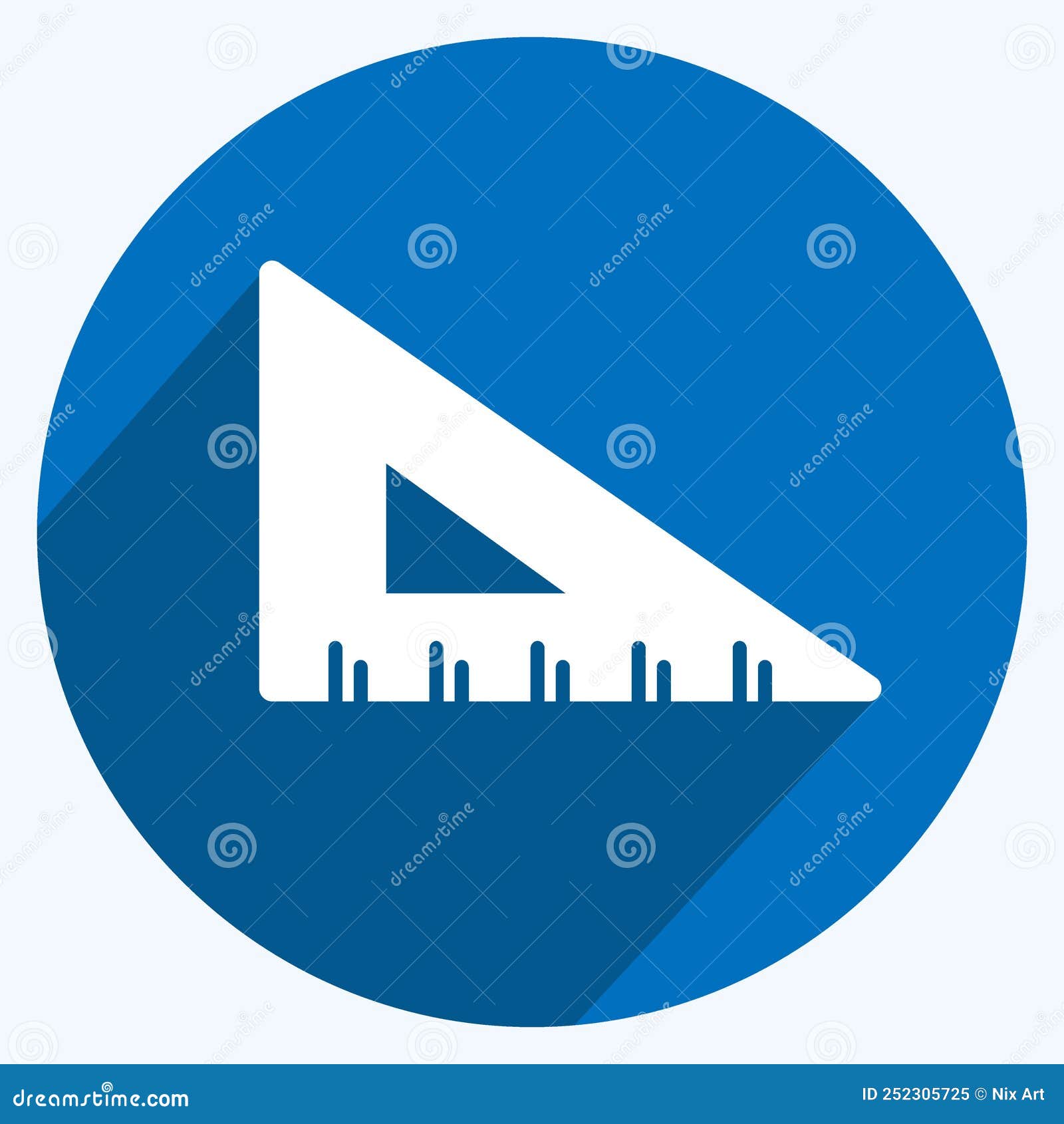 Triangle Ruler Icon in Trendy Long Shadow Style Isolated on Soft Blue ...