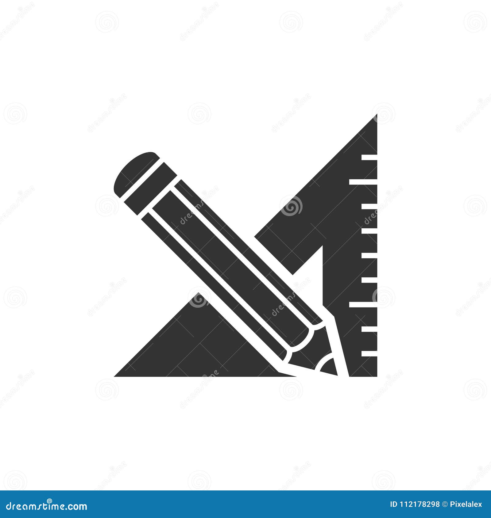 Triangle Ruler and Pencil Icon Stock Vector - Illustration of architect ...