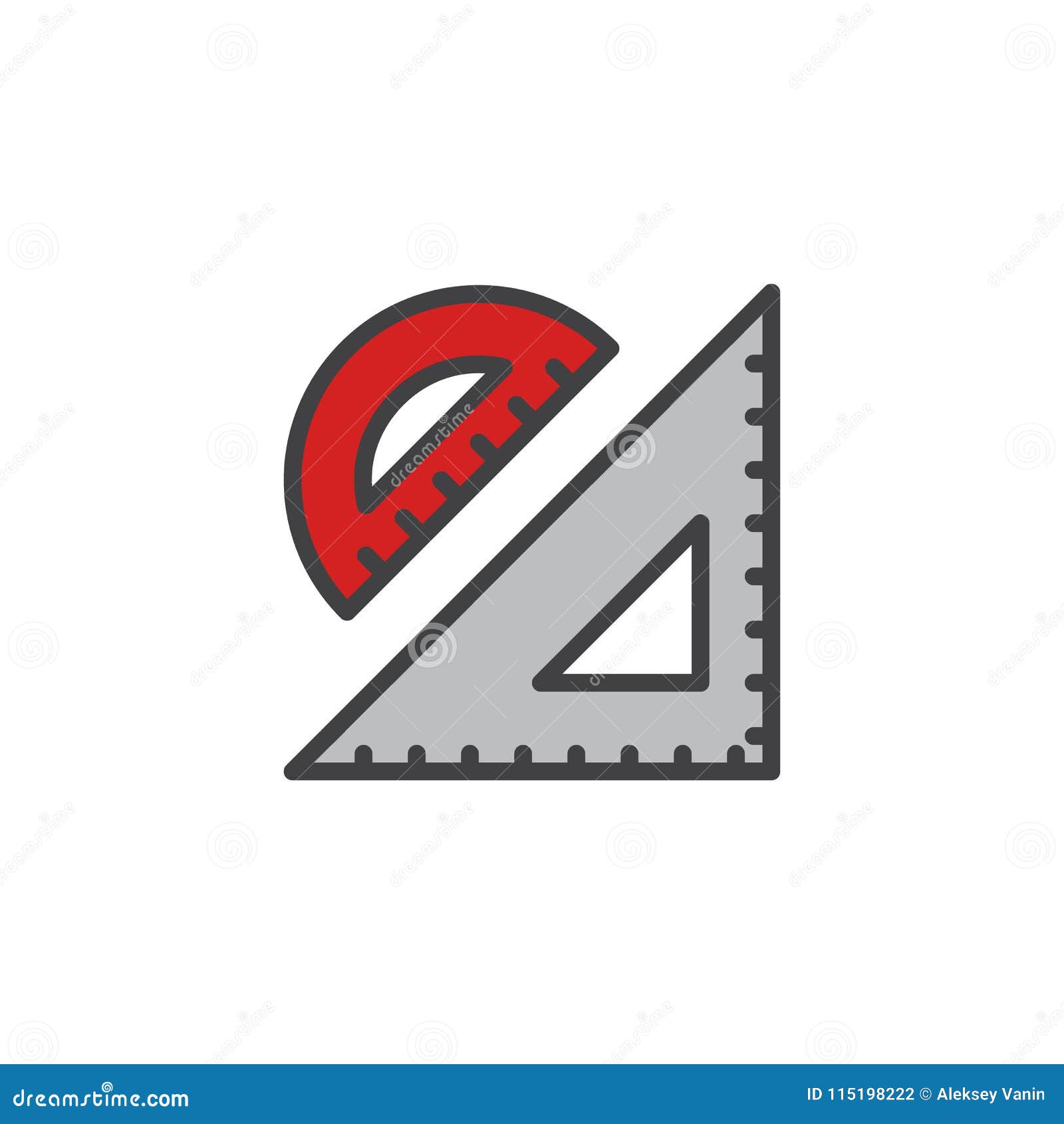 Triangle Ruler and Protractor Filled Outline Icon Stock Vector ...