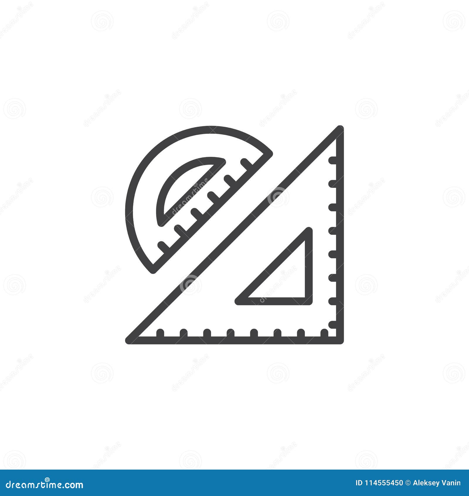 Triangle Ruler and Protractor Outline Icon Stock Vector - Illustration ...