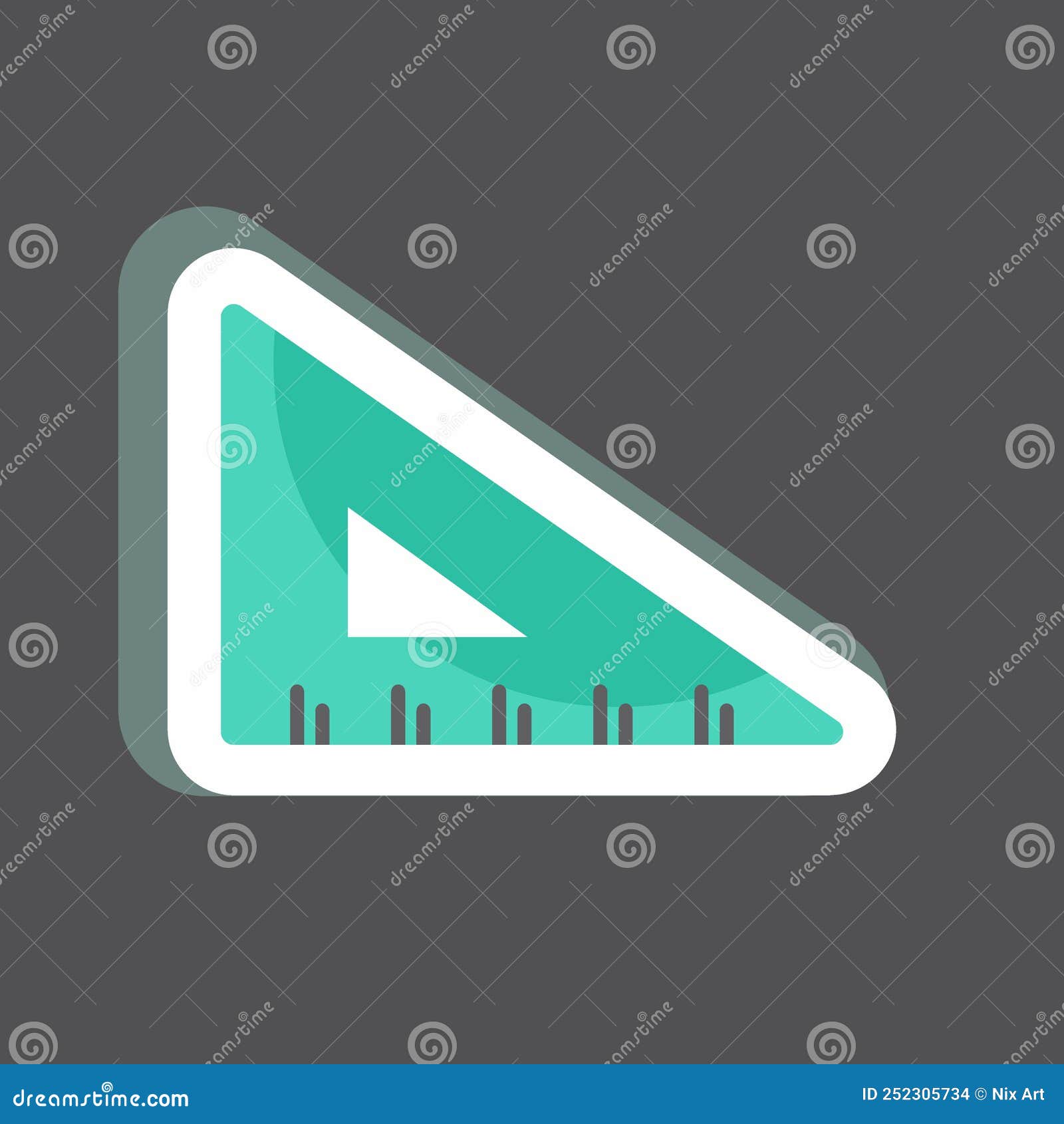 Triangle Ruler Sticker in Trendy Isolated on Black Background Stock ...