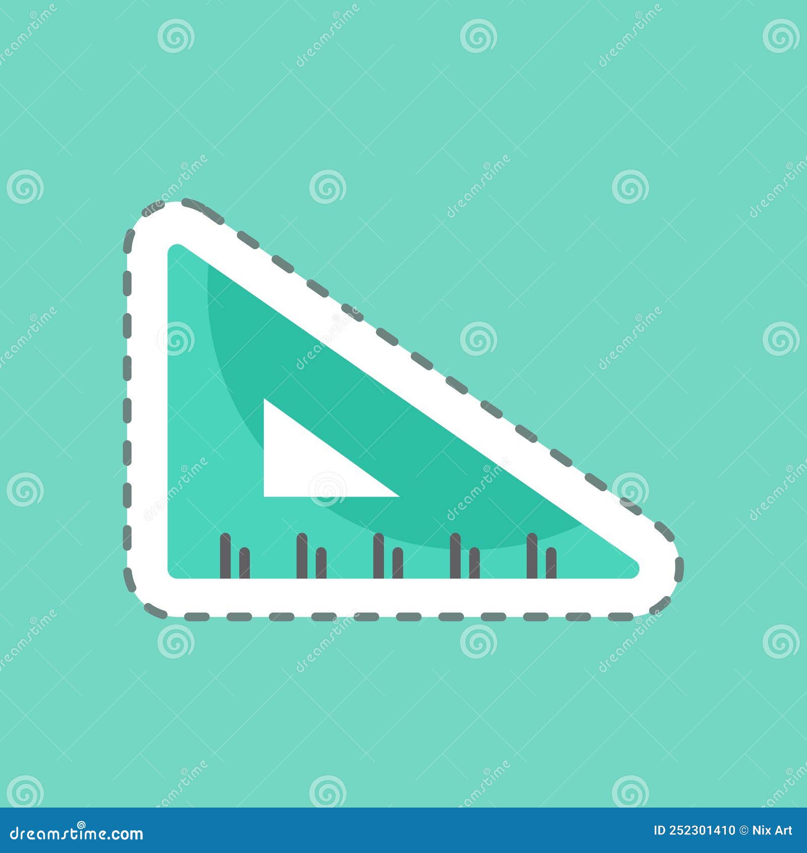 Triangle Ruler Sticker in Trendy Line Cut Isolated on Blue Background ...