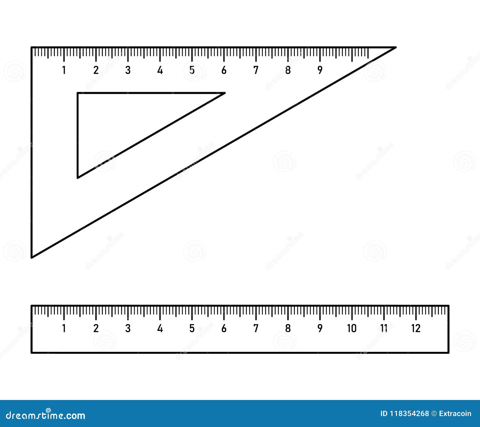 Triangle Ruler and Straightedge Stock Vector - Illustration of length ...