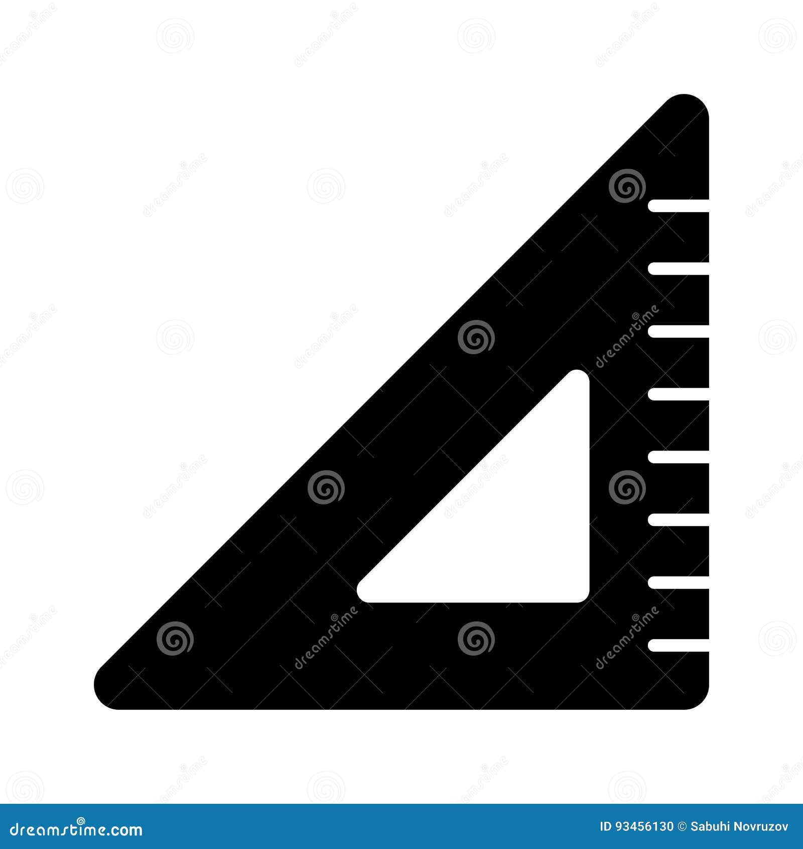Triangle Ruler Vector Icon. Black and White Illustration of School ...