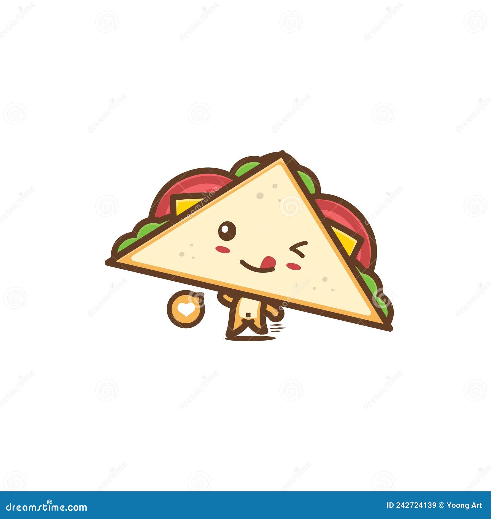 Triangle Sandwich Character Stock Vector - Illustration of chibi, beef ...