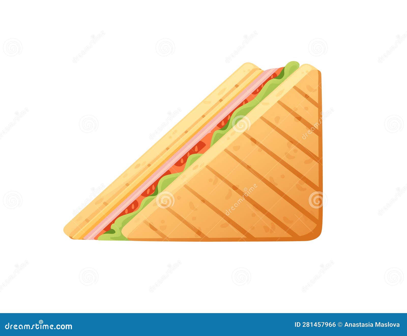 Triangle Sandwich with Ham Cheese Lettuce and Tomato Vector ...