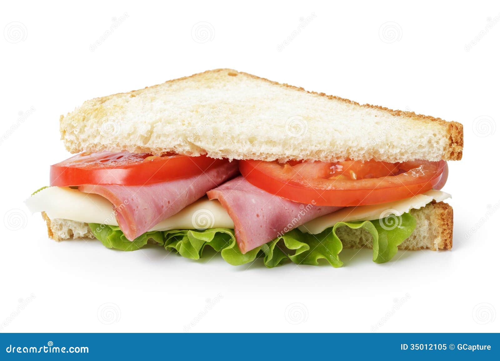 Triangle Sandwich with Ham, Cheese and Vegetables Stock Image - Image ...