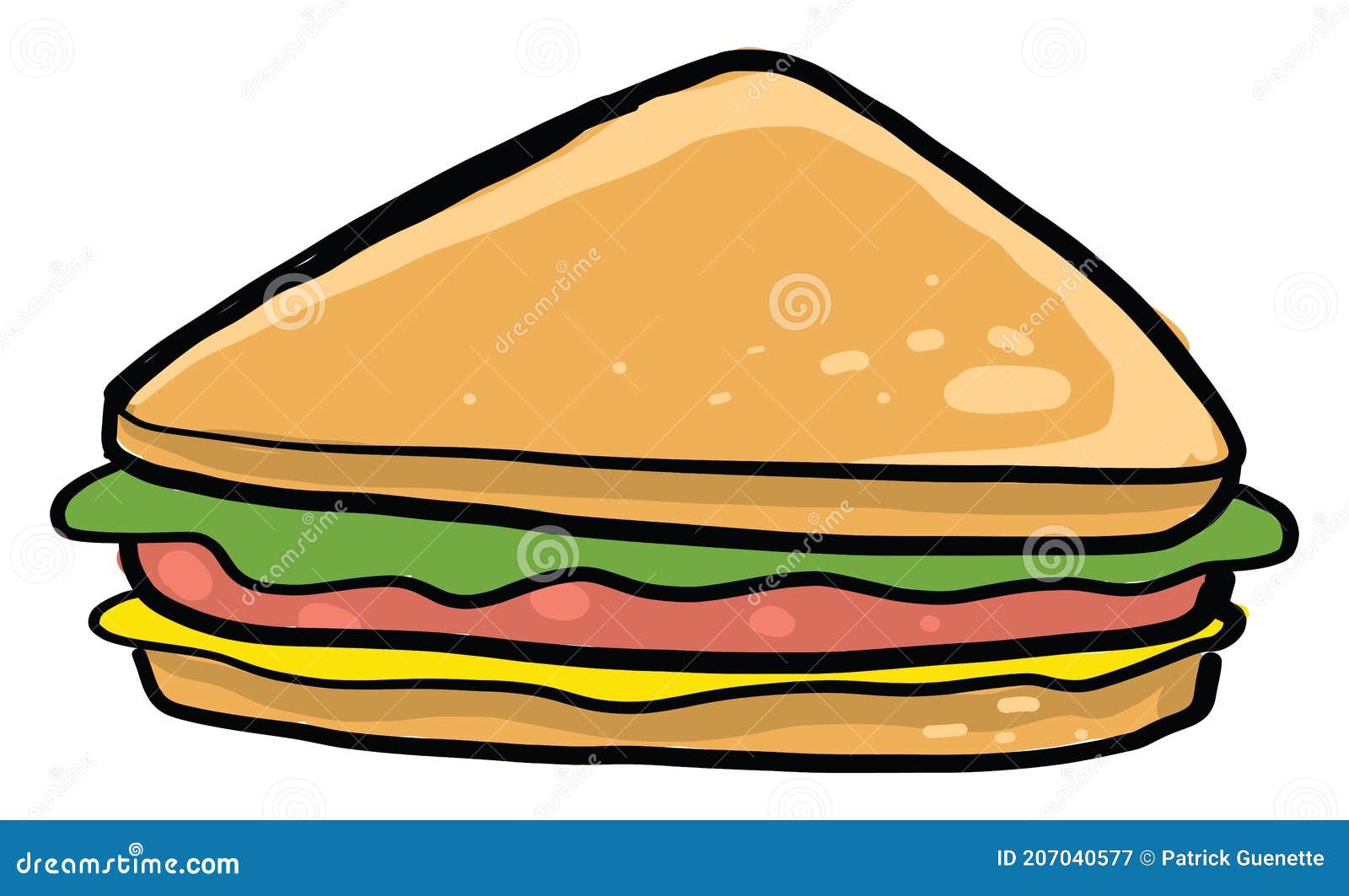 Triangle Sandwich With Lettuce, Ham, Cheese And Tomato Slices. Hand ...
