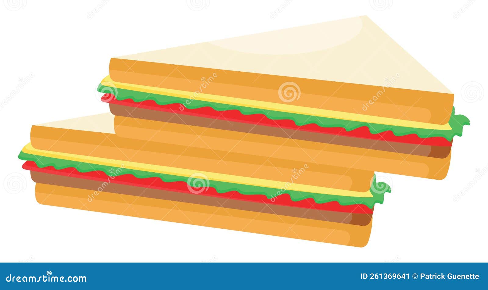 Triangle Sandwich With Ham, Onion, Lettuce, Tomato Slices And Cheese ...