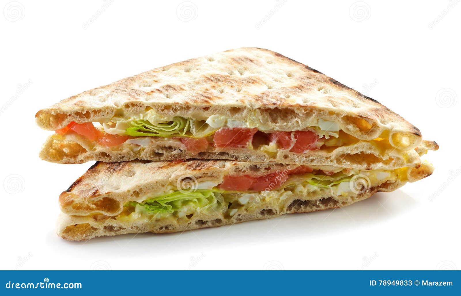 Triangle Sandwich With Ham, Cheese And Vegetables Royalty-Free Stock ...