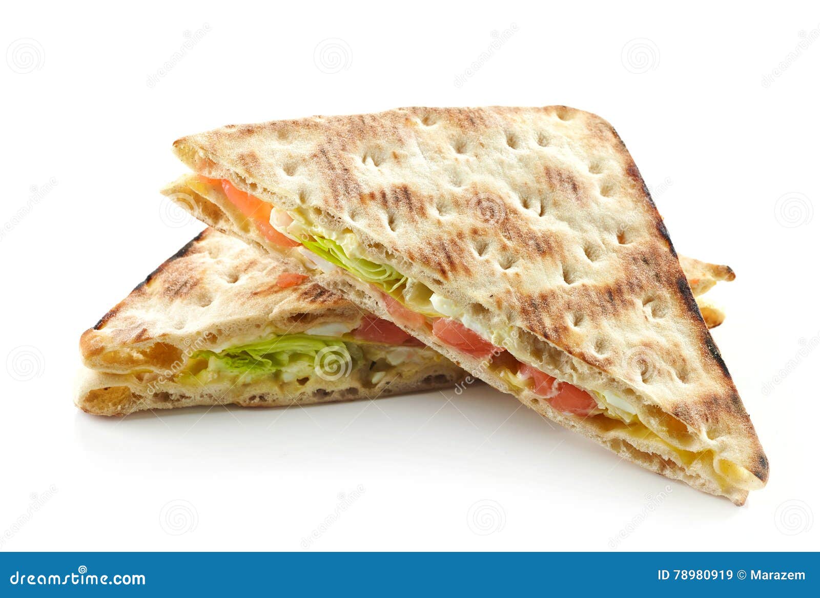 Triangle Sandwich With Ham, Cheese And Vegetables Royalty-Free Stock ...