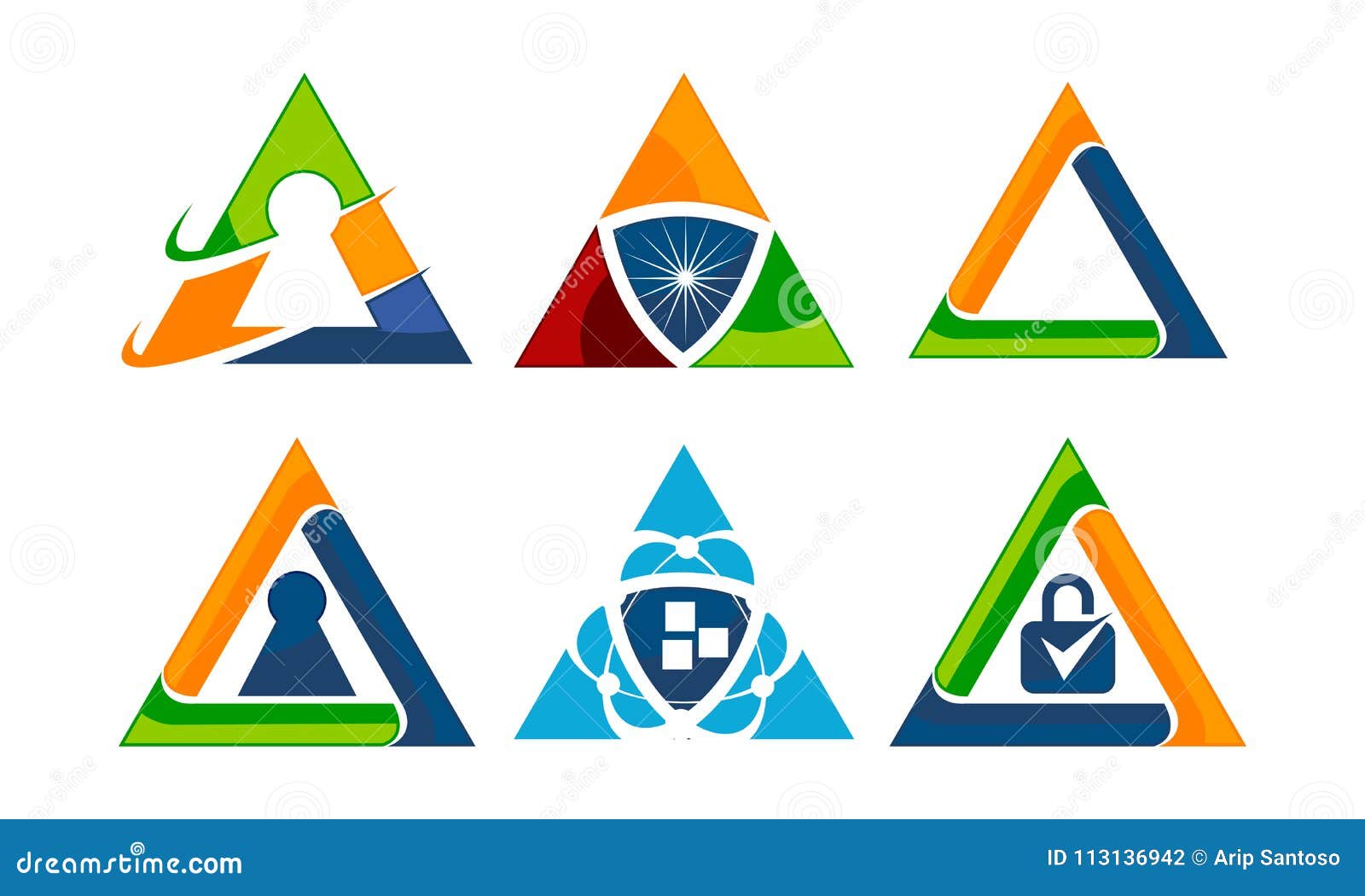 Triangle Security Template Set Stock Vector - Illustration of padlock ...