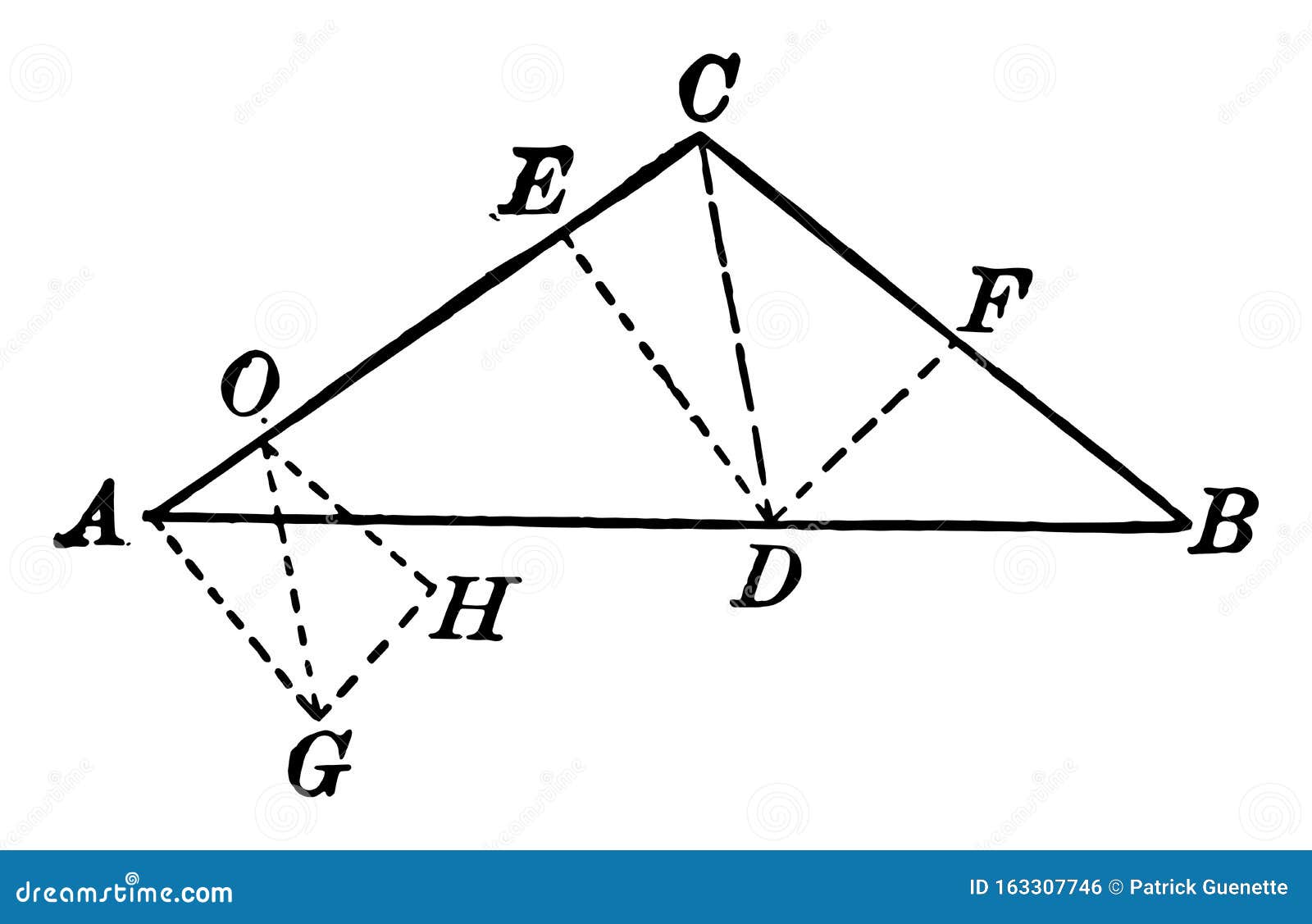 Triangle with Segments Vintage Illustration Stock Vector - Illustration ...