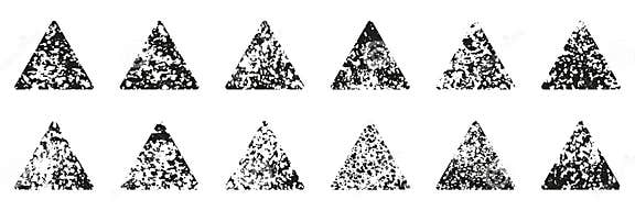 Triangle Set with Grunge Texture. Retro Rough Stamp in Triangular Shape ...