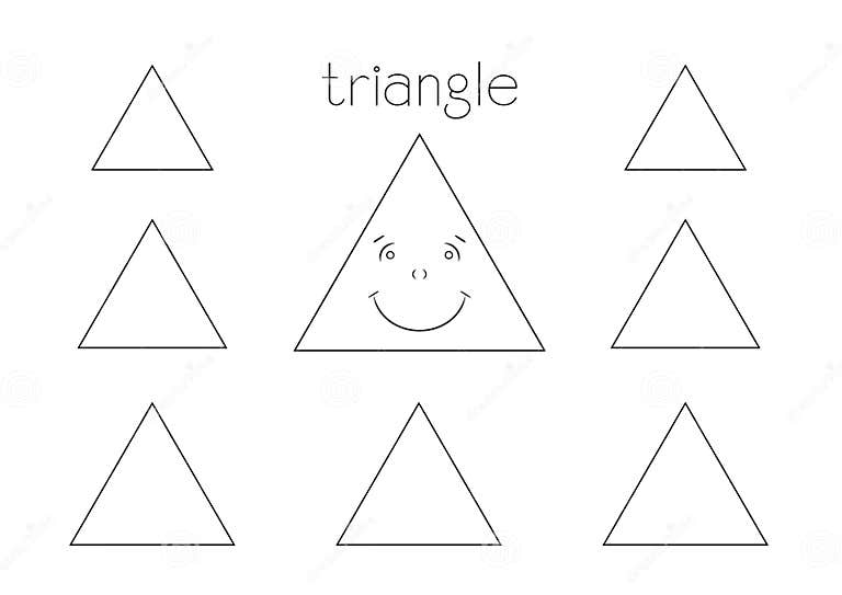 Triangle Shape Coloring Page Stock Illustration - Illustration of easy ...