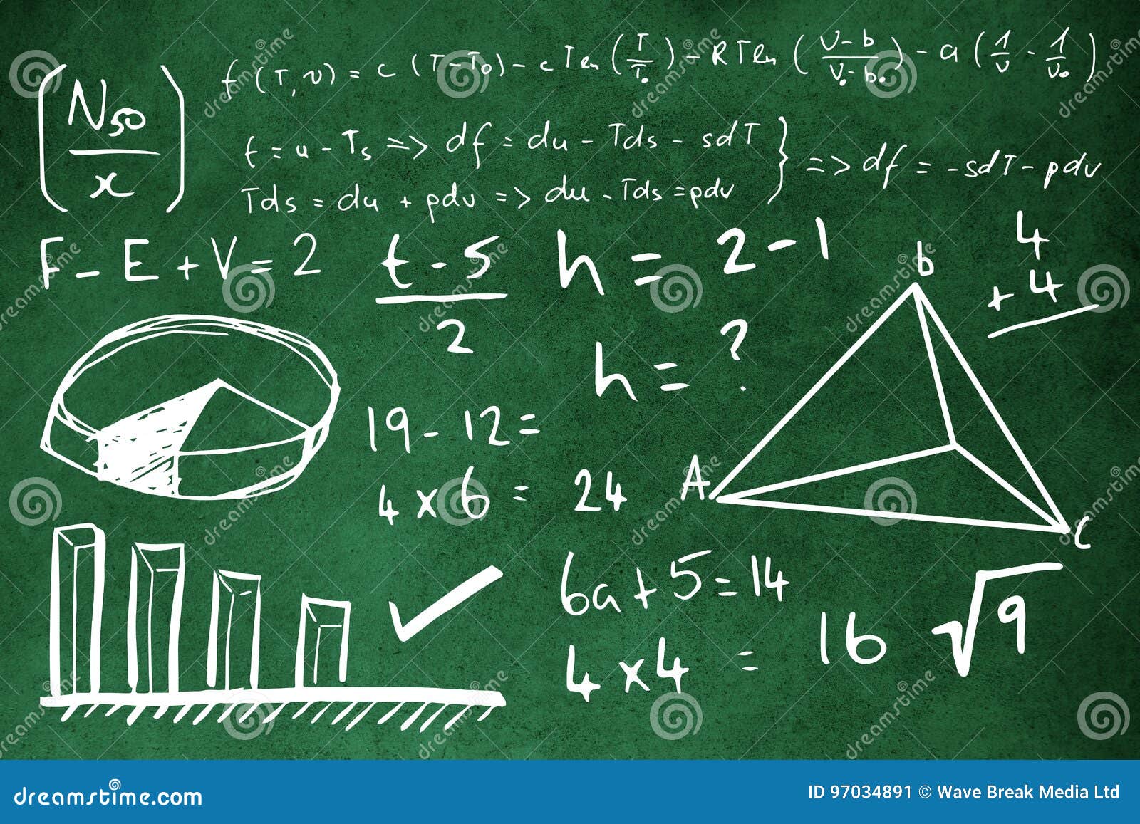 Composite Image of Triangle Shape with Graph and Equations Stock ...