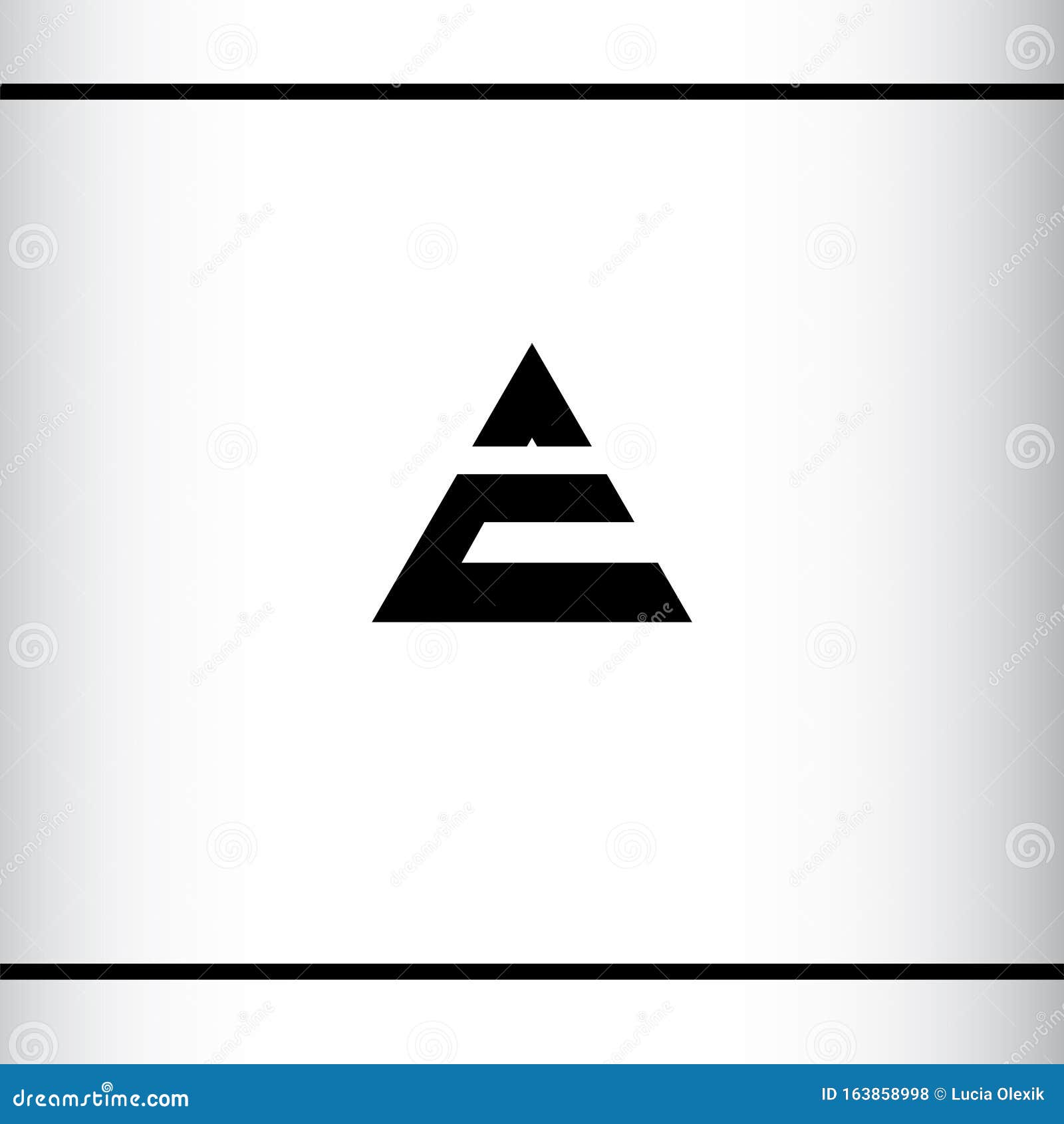 Triangle Shape Initials Letter a C. Pyramid and Monogram. Black Simple ...