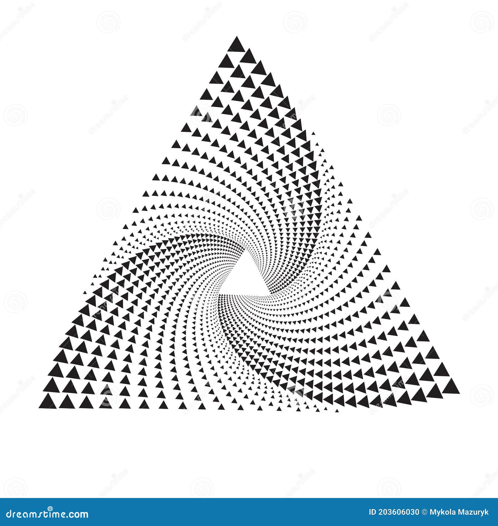 Triangle Shape with Little Triangles in Halftone Spiral Effect Stock ...