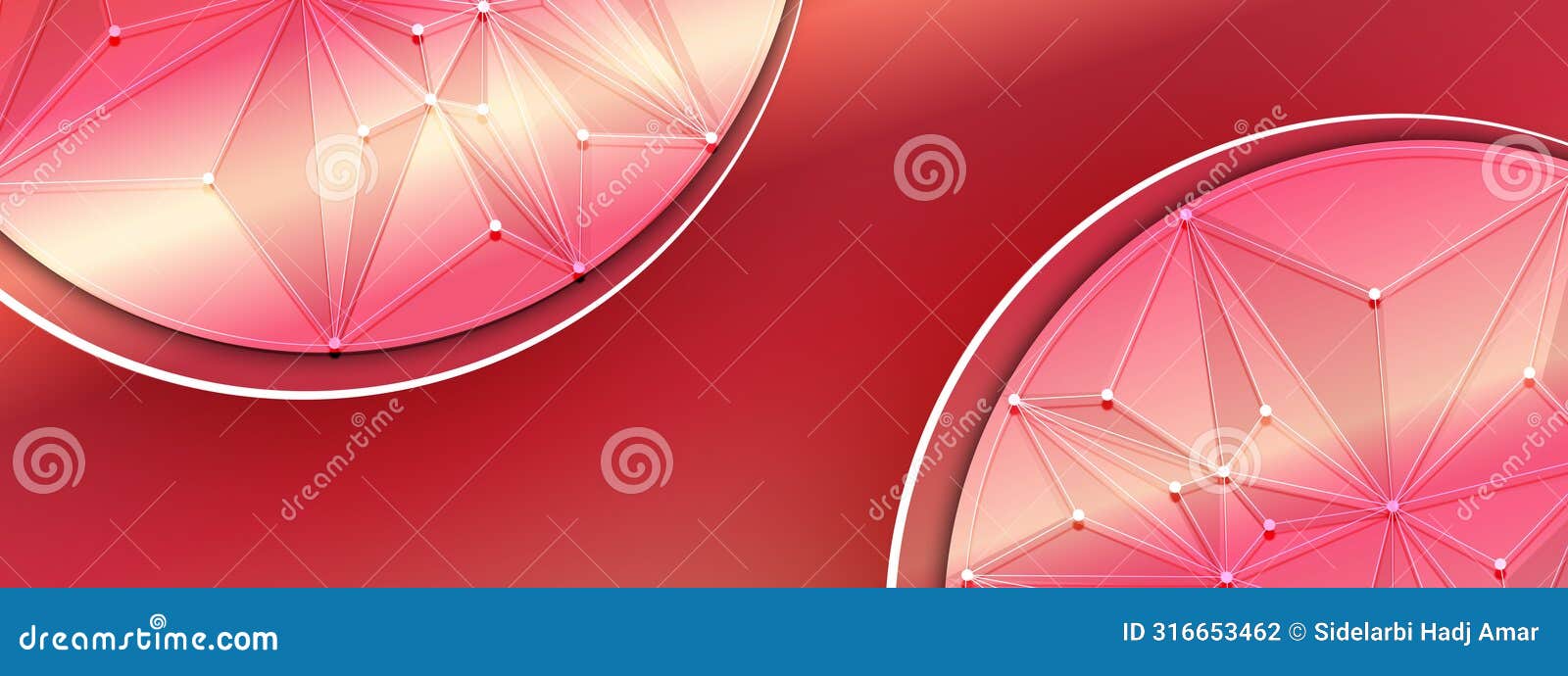 Triangle Shape with Molecule Structure on Red Background Stock ...