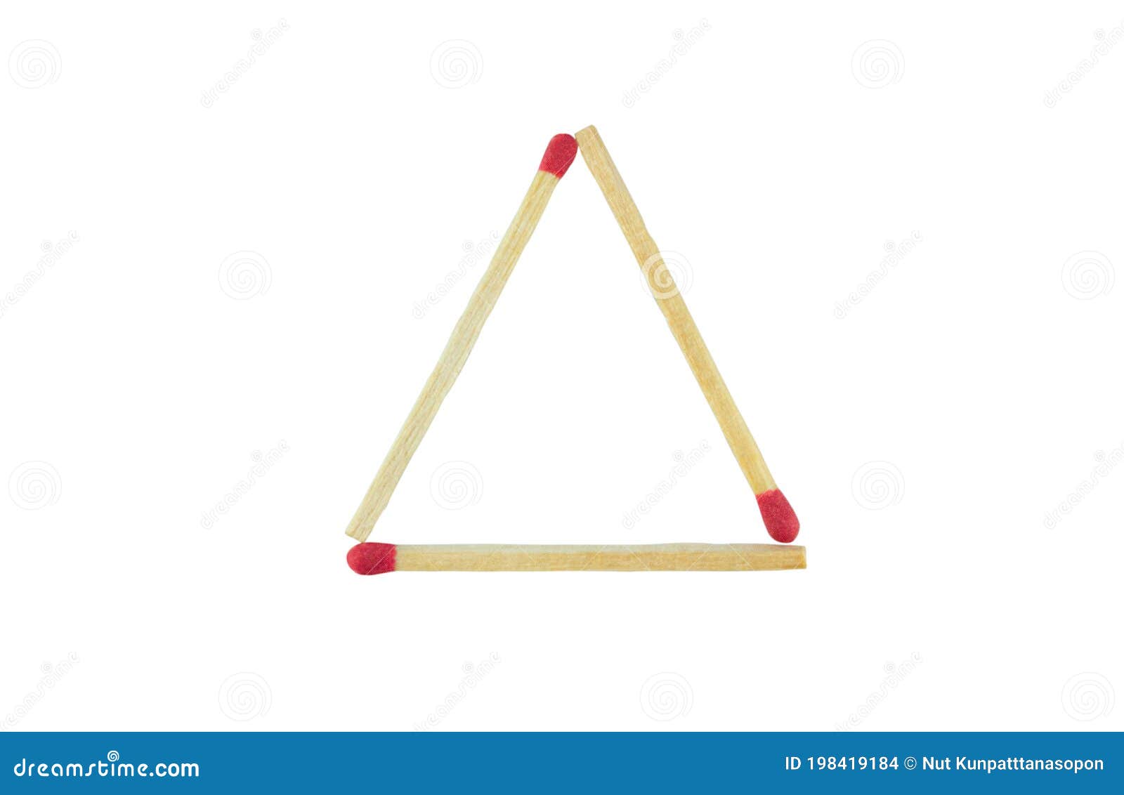 Triangle Shape of Red Matchsticks Isolated on White Background, Top ...