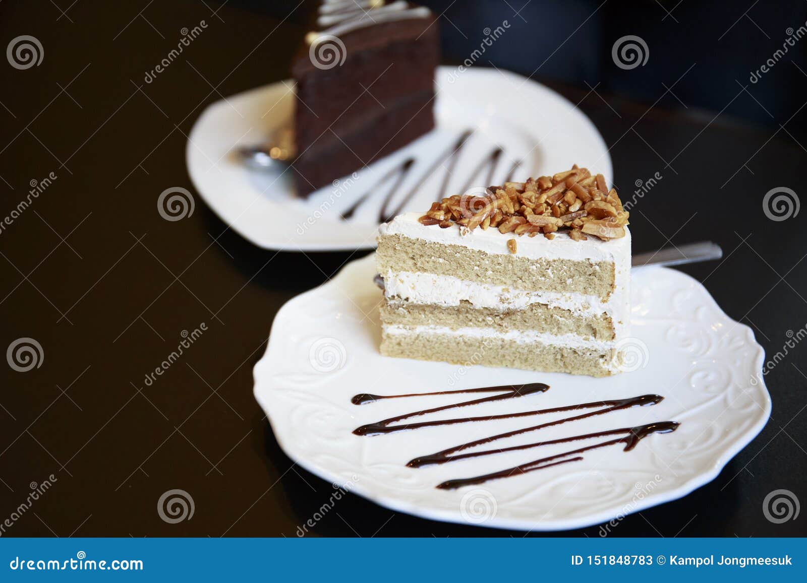 Triangle Shape Slices Piece of Cake Stock Image - Image of dessert ...