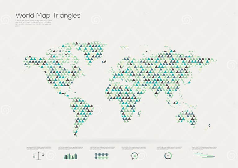 Triangle Shape World Map, Infographic Stock Vector - Illustration of ...