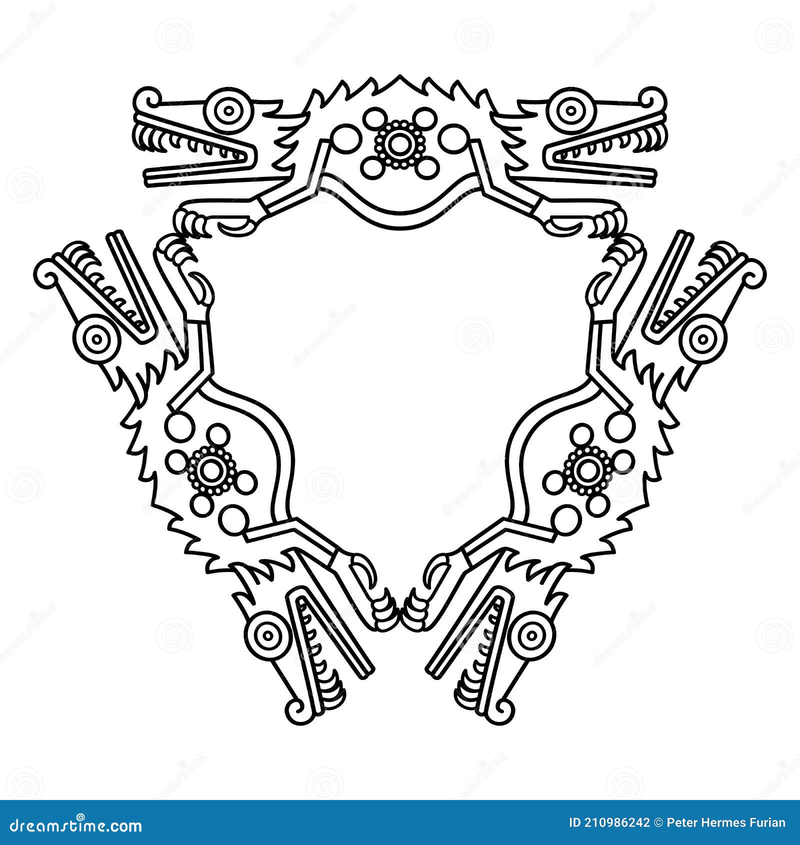 Triangular Shaped Crocodile Ornament, in Aztec Style Stock Vector ...
