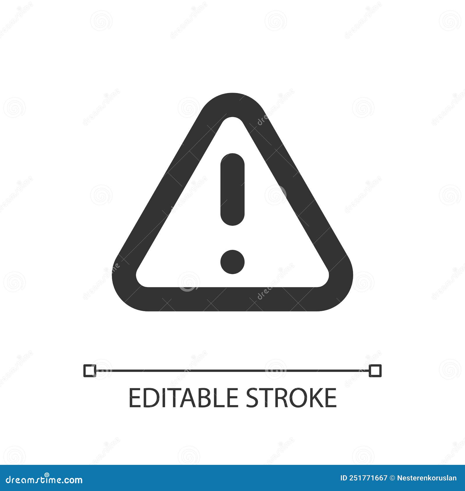 Triangle Shaped Caution Sign Pixel Perfect Linear Ui Icon Stock Vector ...