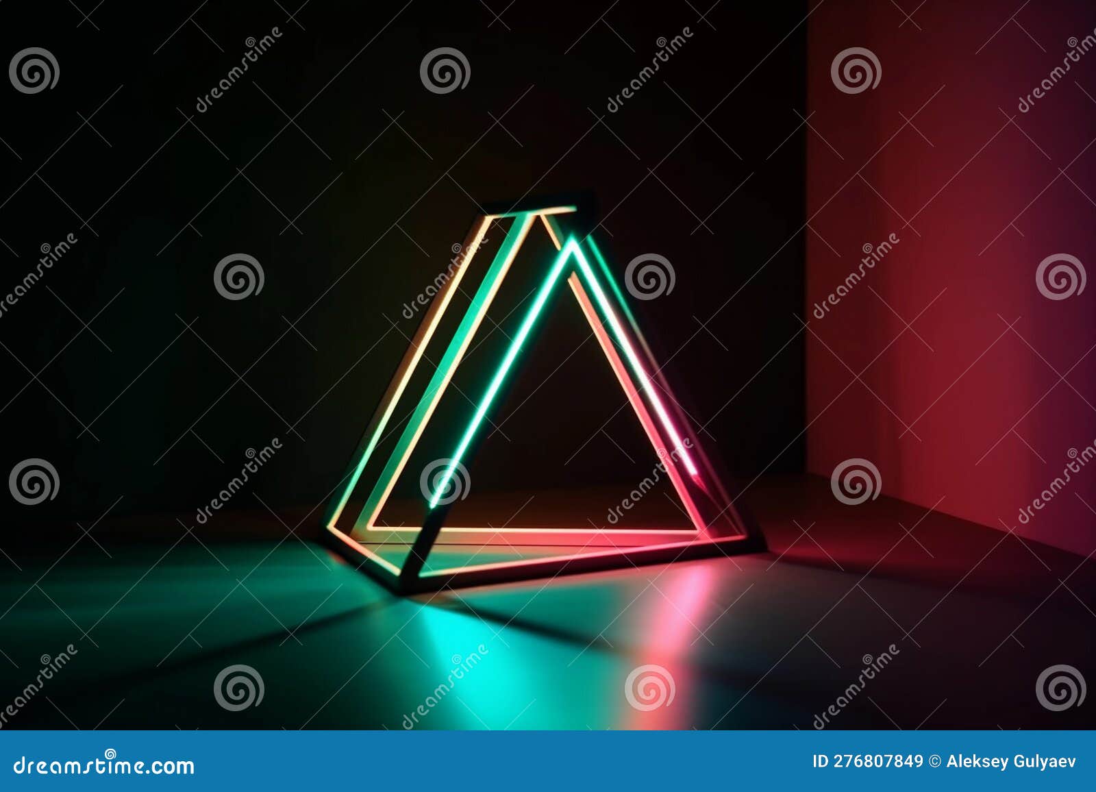A Triangle Shaped Light with Green and Red Lights. AI Generation Stock ...