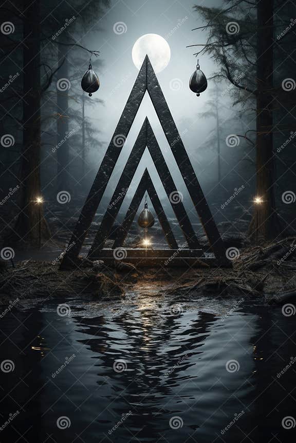 A Triangle Shaped Object in the Middle of a Dark Forest. Generative AI ...