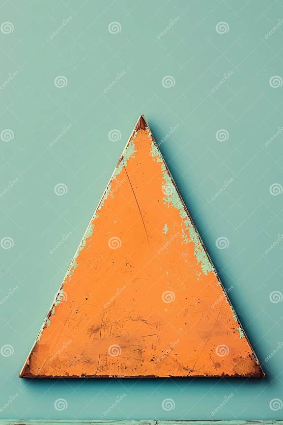 A Triangle Shaped Object Sitting on a Blue Wall, AI Stock Illustration ...
