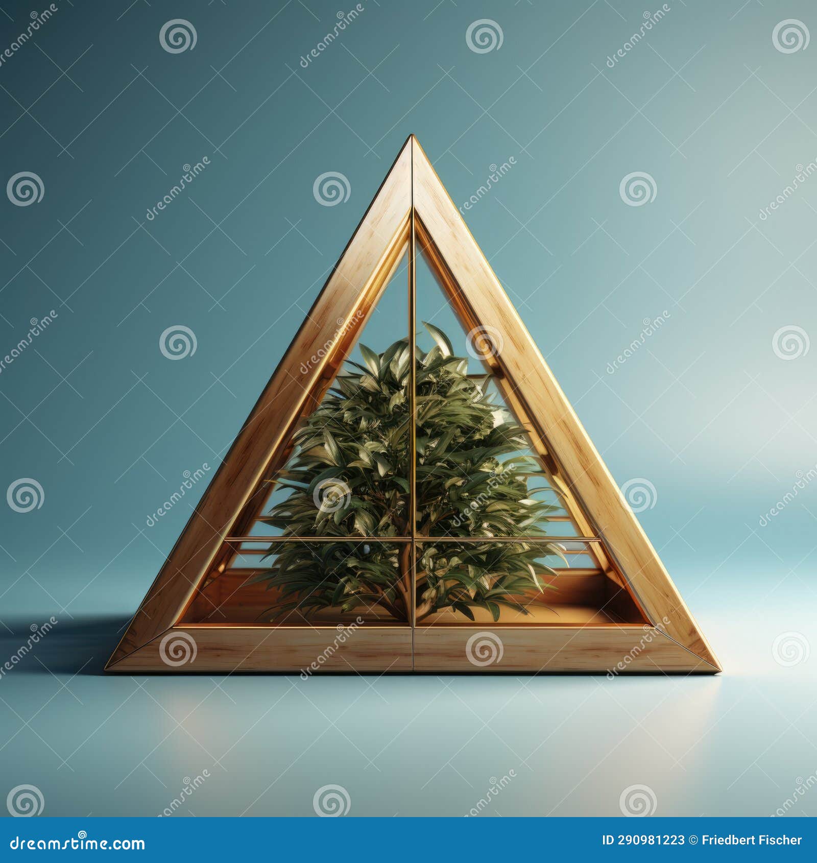 A Triangle Shaped Planter with a Plant Inside of it. Stock Illustration ...