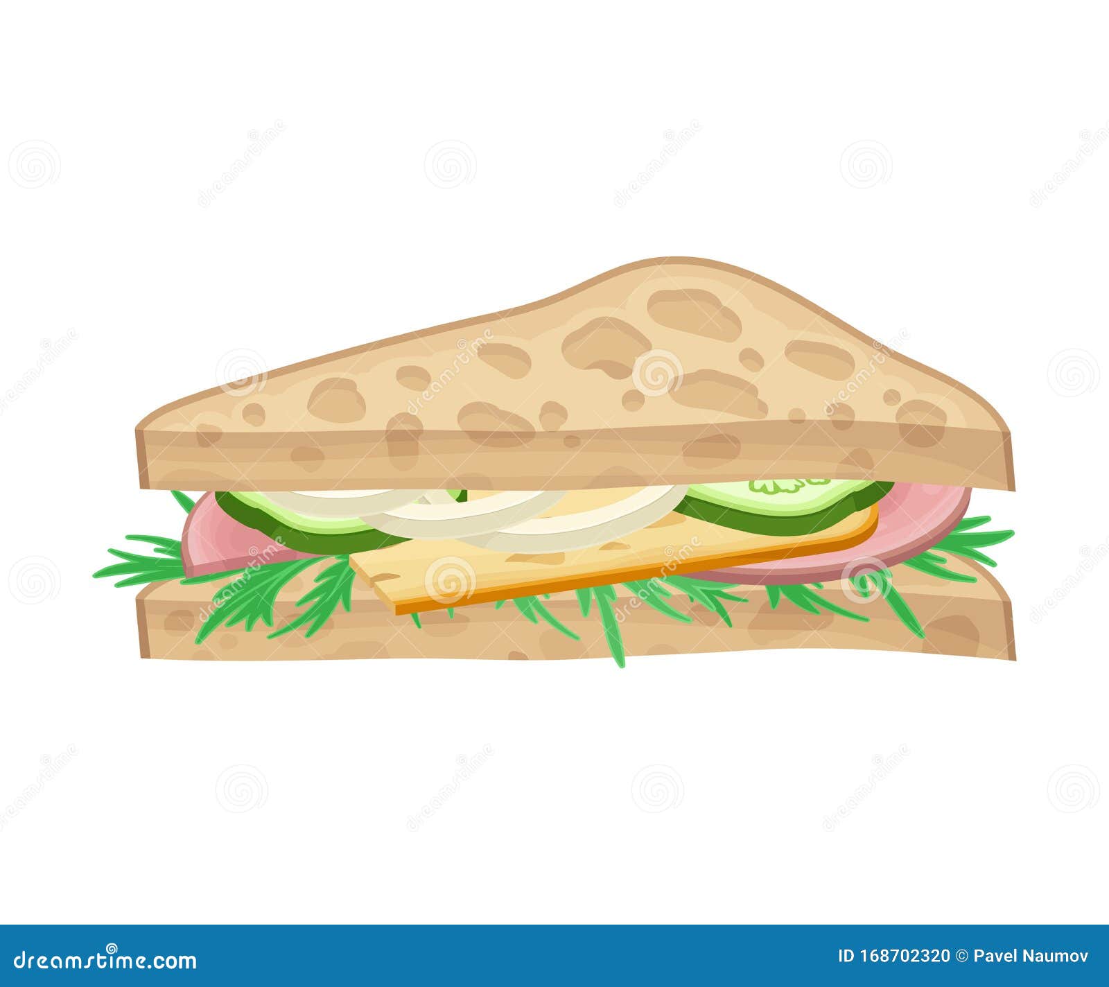 Triangle-shaped Sandwich with Vegetables and Sliced Bacon Isolated on ...