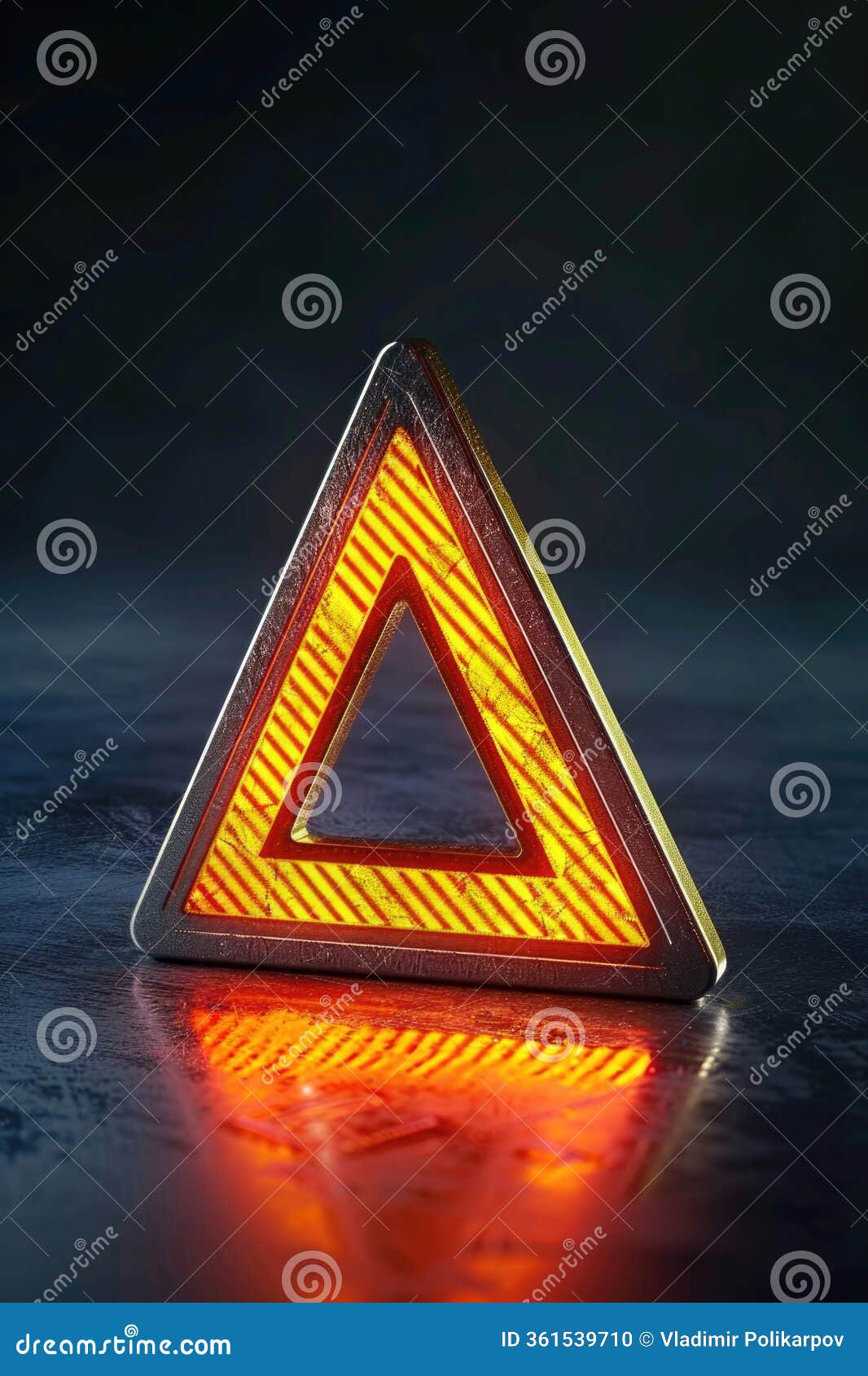Triangle Shaped Warning Sign on a Table, Suitable for Safety and ...