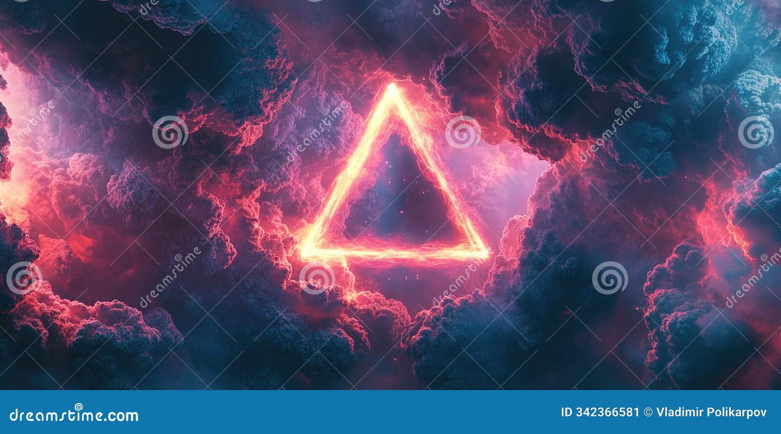 A Triangle Shapes Clouds in the Blue Sky with White Puffy Clouds Stock ...