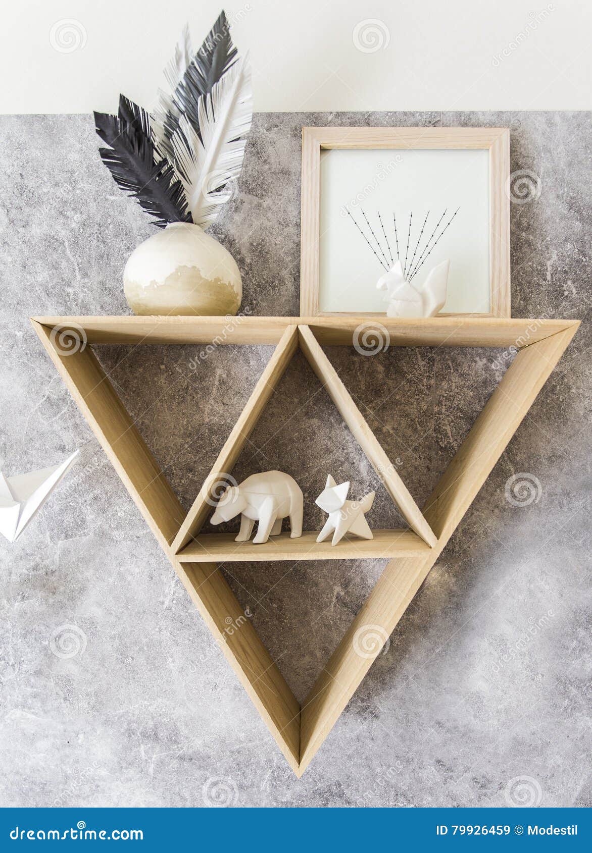 Triangle Shelf With Paper Animals Royalty-Free Stock Photo ...